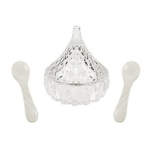 DUEBEL Glass Caviar Chiller Server Set Plus 2 pcs. x Mother of Pearl Caviar Spoon 3.15" – Universal Martini, Wine, Liquor Cocktail Chiller