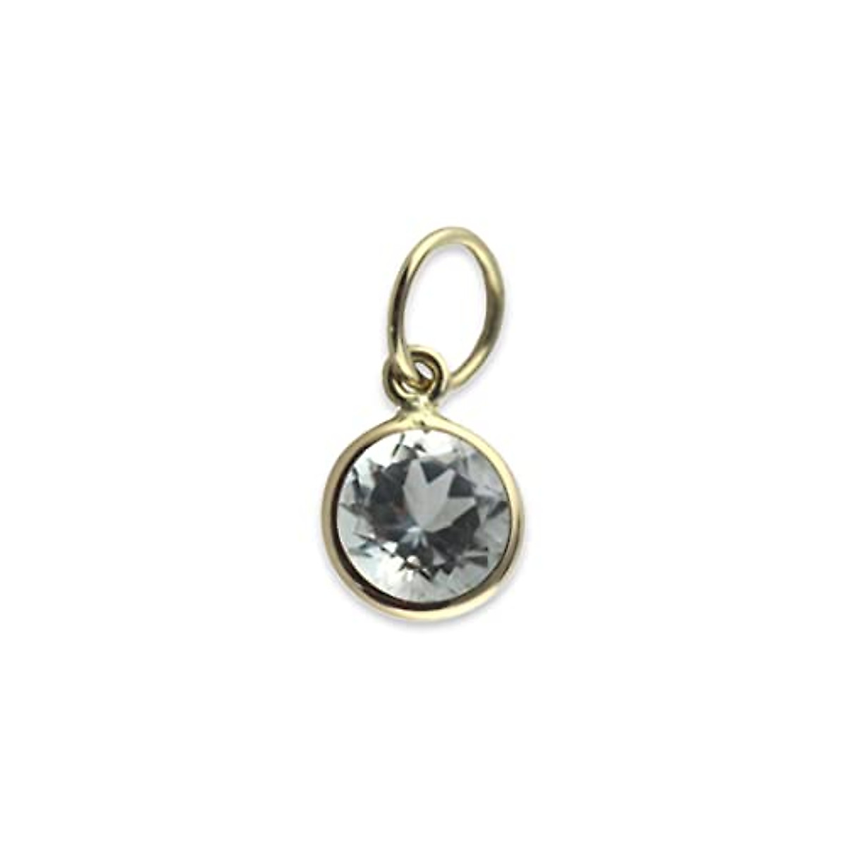Aquamarine Charm 5mm Round Handmade In 14k Yellow Gold