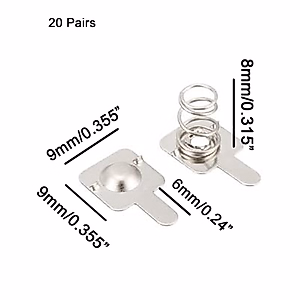 AA AAA Battery Springs YQBOOM 20 Pairs Metal Batteries Spring Contact Plate Replacement for Remote Control Battery Charger 9mmx9mm