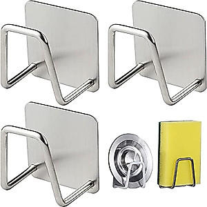 Sink Sponge Holder- 3pcs Sink Caddy Sponge Holder Strong Adhesive Sponge Holders Rustproof & Waterproof for Kitchen Sink Loofah Holder Modern Storage