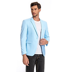 Men's Suit Jacket One Button Slim Fit Sport Coat Business Daily Blazer X-Large Light Blue