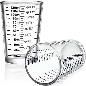 2 Pieces 4 oz Measuring Cup Shot Glass Espresso Shot Glass Liquid Heavy Glass Wine Glass (Black Letters)