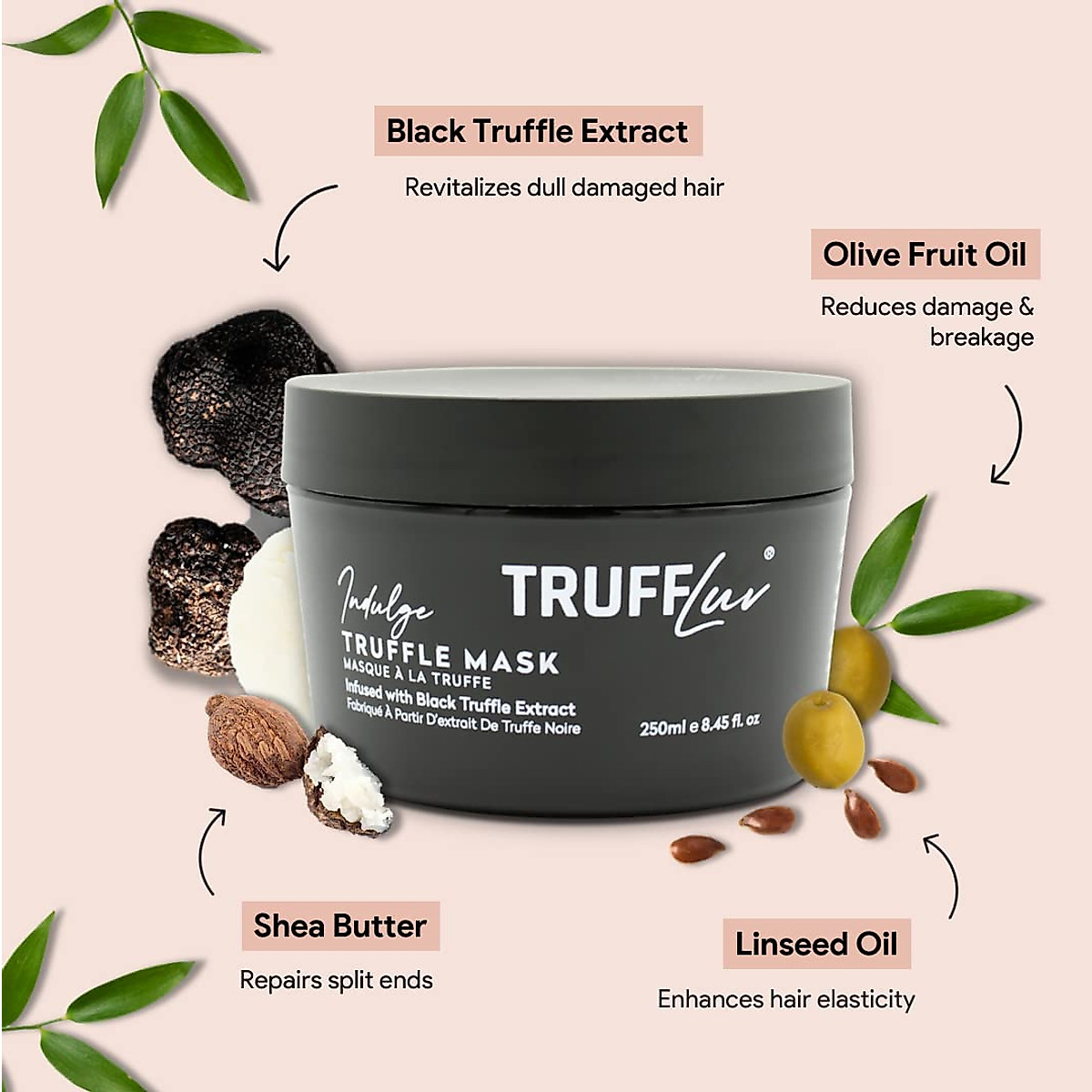 TruffLuv Indulge Collection Truffle Clarifying Shampoo & Hydrating Strengthening Mask with Black Truffle Extract, 8.45 Fl Oz Duo, Paraben & Sulfate Free