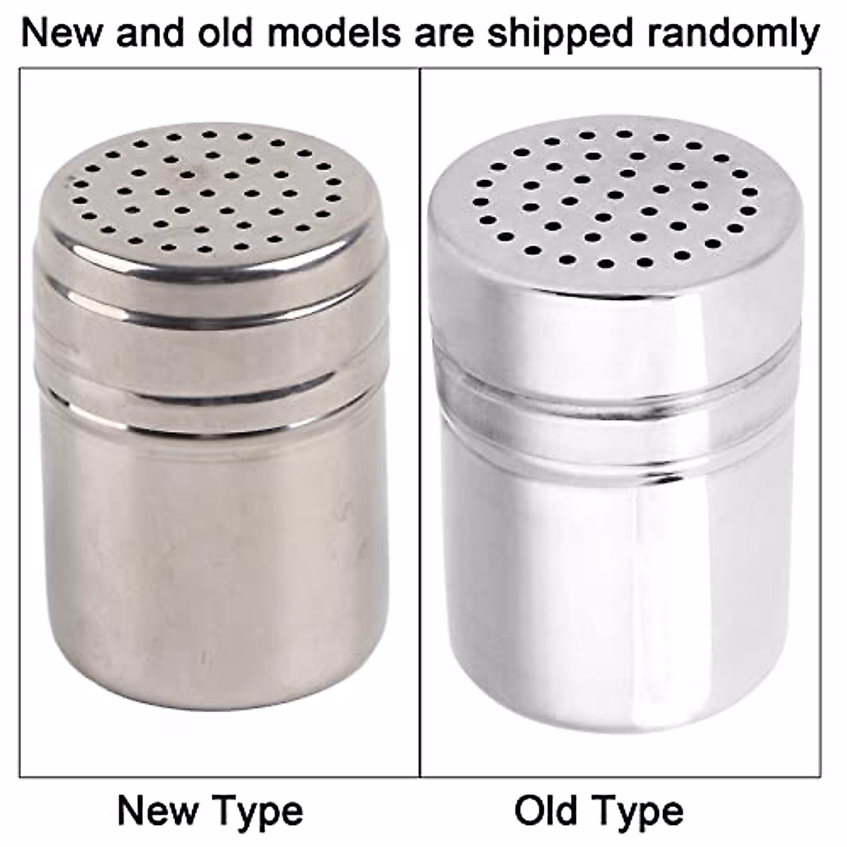 Stainless Steel Dredges, Airtight Seasoning Spice Condiment Bottle Powder Sugar Shaker Duster, Sifter for Powdered Sugar Cinnamon Cocoa Popcorn Salt Pepper Flour(S)