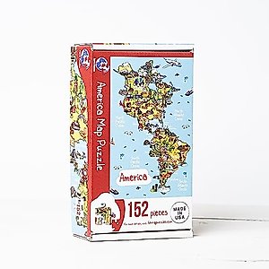 Terra Puzzles America Map Wooden Jigsaw Puzzle 152 Piece, 10x15 inches