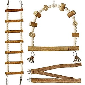 Luonfels Bird Swing Perches Ladder Perch for Parakeet Budgies Parrot Cockatiels Conure Lovebirds 4 Pack