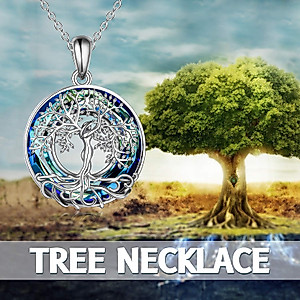 ONEFINITY Tree of Life Necklace for Mother's Day Gifts 925 Sterling Silver Crystal Tree of Life Pendant Necklace Tree of Life Jewelry for Mother and Women Gifts