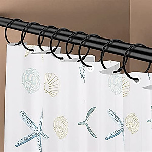 Shower Curtain Hooks Rings,24 Pcs Rustproof Metal Shower Hooks for Shower Curtain,Glide Smoothly Round Shower Rings for Curtain,Shower Curtain Rings for Bathroom Shower Rod,Snap Joint Design (Black)