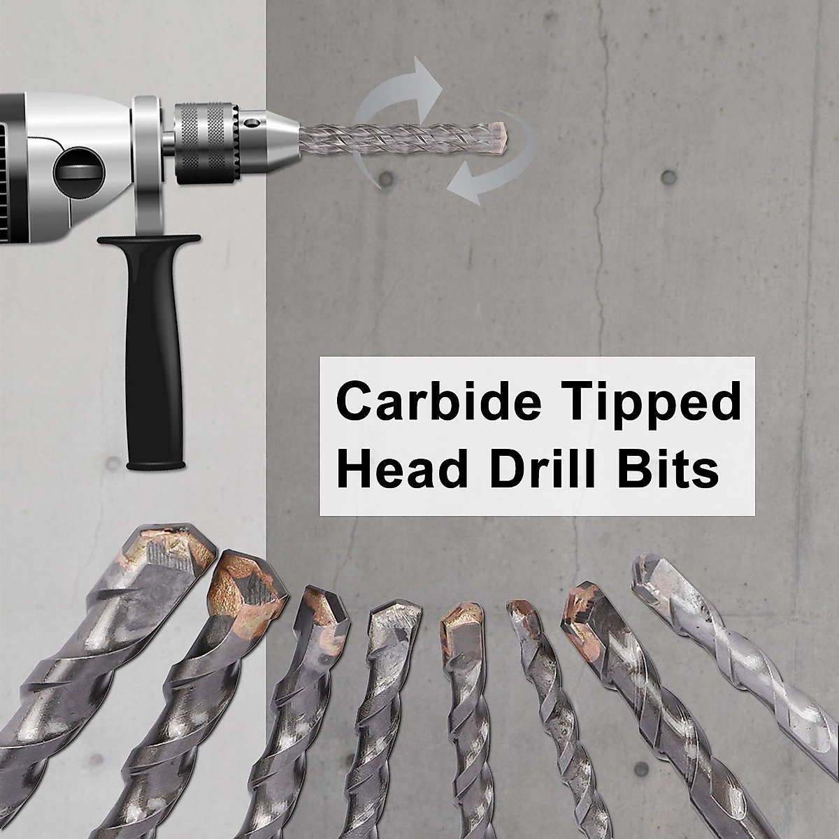 HighFree 11 Pieces SDS Plus Rotary Hammer Drill Bits Set Including Chisels Bits and Carbide Tip Twist Drill Point Bits for Brick, Cement and Concrete Demolition