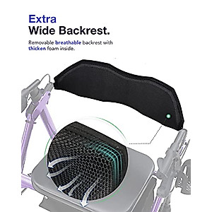 Quicwell Heavy Duty Rollator Walker with Large Paded Seat, Bariatric Rolling Walker with Wide Comfort Backrest for Seniors and Adults, Adjustable Seat, Large 8" Wheels, Support Up 450 lbs, Purple