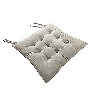 RULLENY Set of 6 Chair Pads and Seat Cushions with Ties Non Slip Comfortable and Soft for Indoor, Dining Living Room, Kitchen, Office Chair, Den, Travel, Washable (Light Grey, 6)