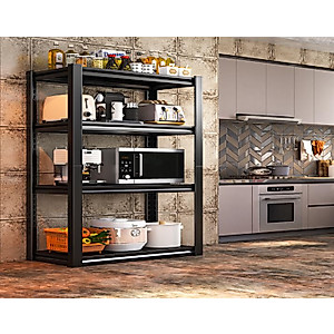 Raybee Garage Shelving Metal Shelving Unit Adjustable Heavy Duty Shelving Metal Shelves for Storage 4 Tier Industrial Shelving Rack Black 57" H x 39.4" L x 19" W