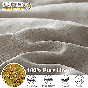 Simple&Opulence 100% Washed Linen Duvet Cover Set 104"x92" - 3 Pieces Soft Farmhouse Comforter Set Double Embroidered with Button Closure - 1 Duvet Cover and 2 Pillowshams (Linen, King)