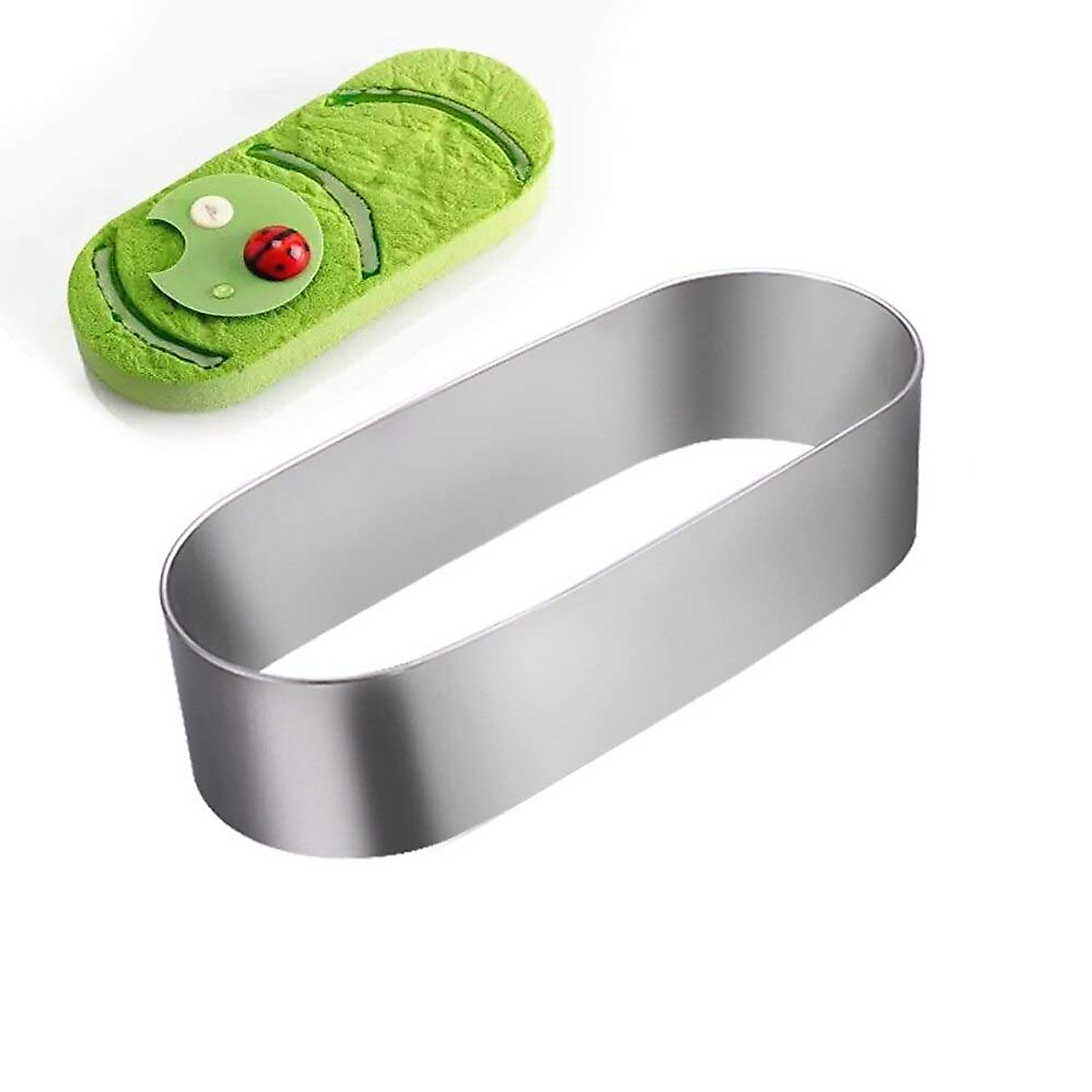 CHDHALTD Mousse Rings Stainless Steel Mini Cookie Cutters Mini Long Oval Mousse Ring Mold Metal Baking Tiramisu Mold for Kitchen Baking Sponge Cakes Dessert Pies