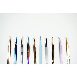 LivBay Lash - Gold Crush Tweezer, Curved Perfect Pointed Tip Tweezers for Eyelash Extension (Professional Use Only)