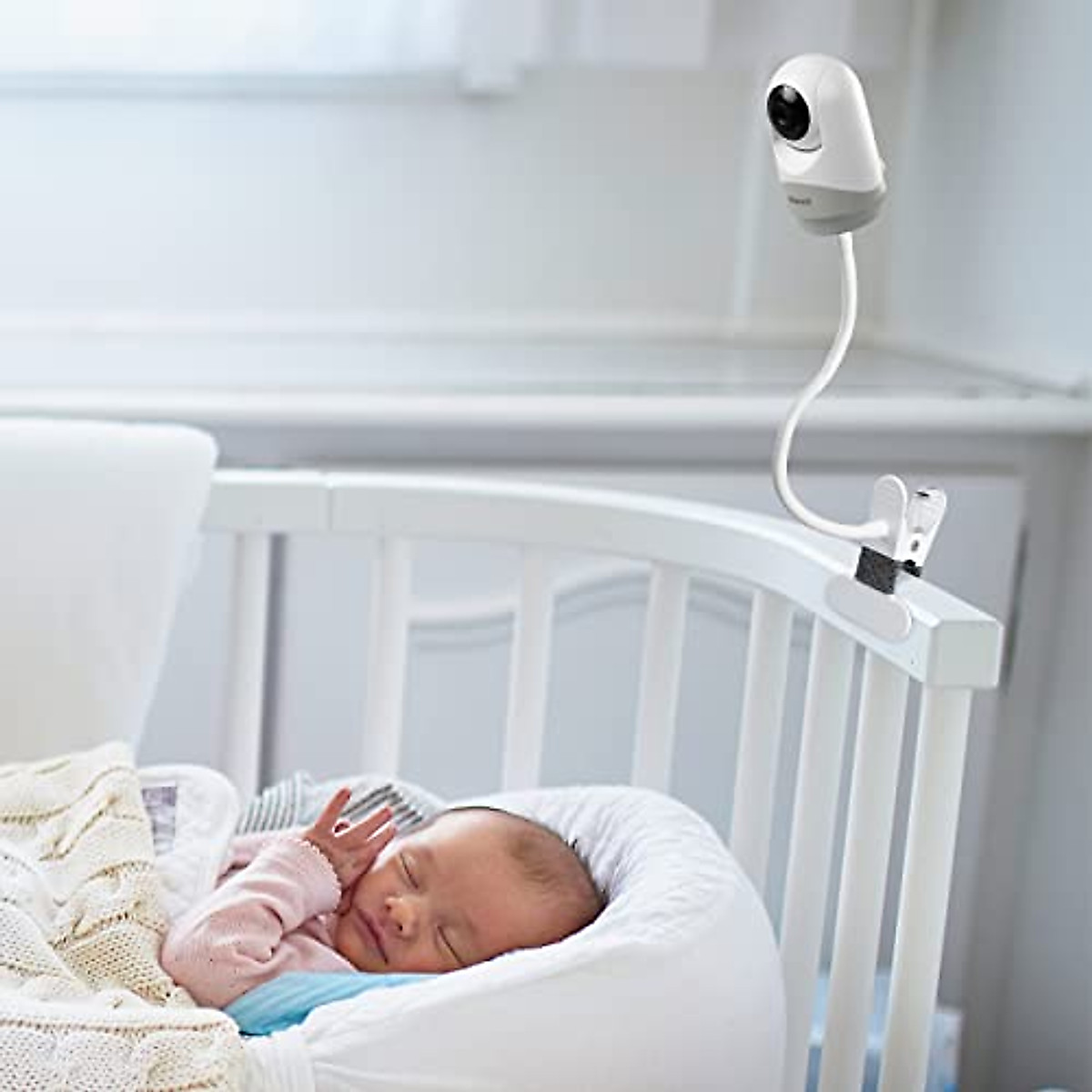 HOLACA Flexible Clip Mount for Hellobaby HB6550/HB40/HB65/HB66/HB248, Blemil Baby BL9052-2,JUAN2215 and VTimes302 Baby Monitor Camera Stand Bracket for Crib Without Tools or Wall Damage (Clip Mount)