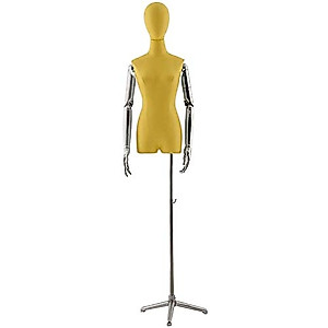 Tailors Dummy Female Mannequin Body with Silver Tripod Stand |for Clothing Dress Jewelry Display Manikins Dressmakers Dummy