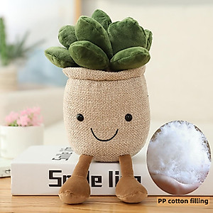 XZJMY 1Pack Succulents Plush Toy,Potted Plant Stuffed Plush Pillow Decoration,Cute Plants Plush Toy, Plush Toy Gift for Kids Girls (Khaki,Succulents)