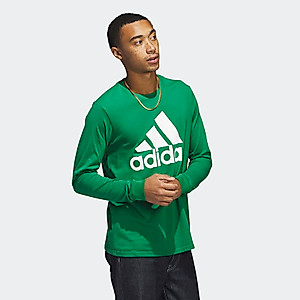 adidas Amplifier Long Sleeve Badge of Sport Tee Men's, Green, Size XL