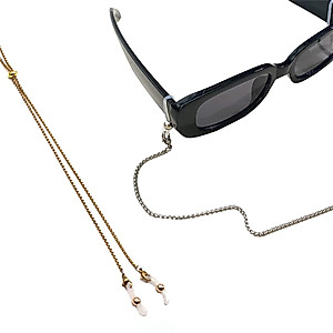 DECKER Metal Glasses Chain for Women Gold and Silver Eyeglasses Holder 2 PCS PACK Women’s eyeglass chain eyewear retainer Eyeglasses Holder Around Neck