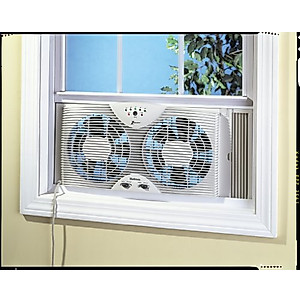 Holmes Dual 8" Blade Twin Window Fan with LED One Touch Thermostat Control