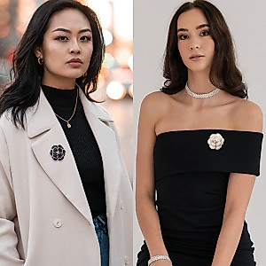 Goldaw 2 Pieces Flower Brooch Pin Petal Elegant Exquisite Art Brooch for Women Wedding Banquet Party Brooch Simple Pin