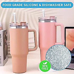 Silicone Spill Stopper for Stanley Quencher H2.0 Tumbler with Handle Including 2 Straw Covers,2 Leak Proof Drink Stopper,2 Round Leak Proof Plug for Stanley Cup Accessories-6 PCS