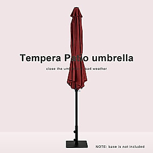 Tempera 10' Outdoor Market Patio Table Umbrella with Auto Tilt and Crank,Large Sun Umbrella with Sturdy Pole&Fade resistant canopy,Easy to set,Chili
