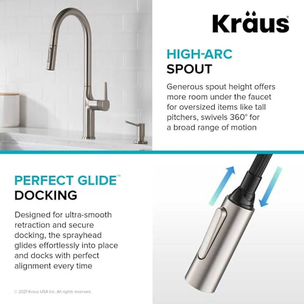 Kraus KPF-3101MB Oletto Modern Pull-Down Single Handle Kitchen Faucet, 19.5 inch, Matte Black