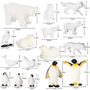 16 Pcs Polar Animals Figurines Antarctic Animals Set Plastic Arctic Animals Toys with White Bear Penguin Figurines Whale Seal Wolf Cat Figures for Over 6 Aged Kid Adult Party Favor(Vivid Style)