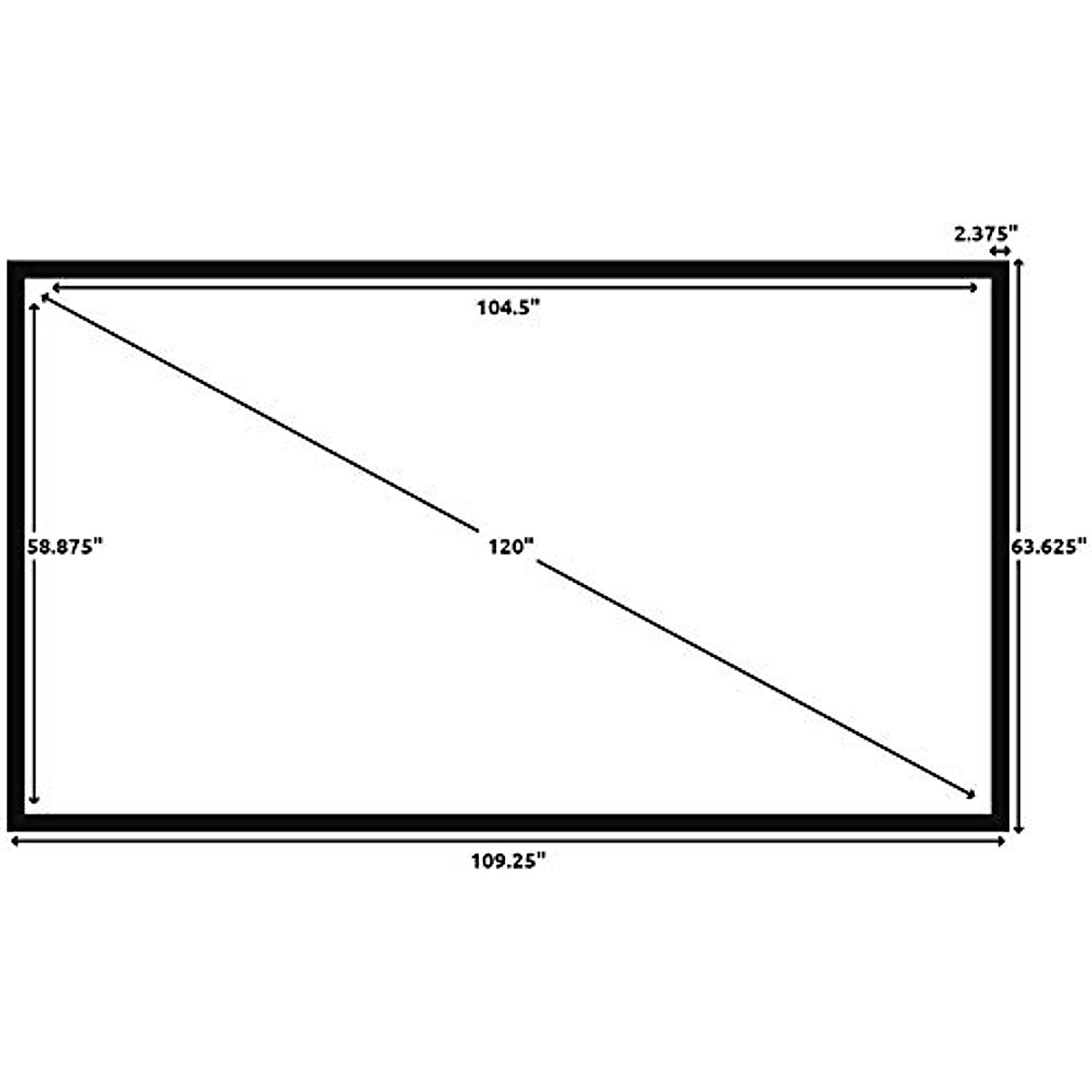 Silver Ticket Products STR Series 6 Piece Home Theater Fixed Frame 4K / 8K Ultra HD, HDTV, HDR & Active 3D Movie Projection Screen, 16:9 Format, 120" Diagonal, White Material STR-169120