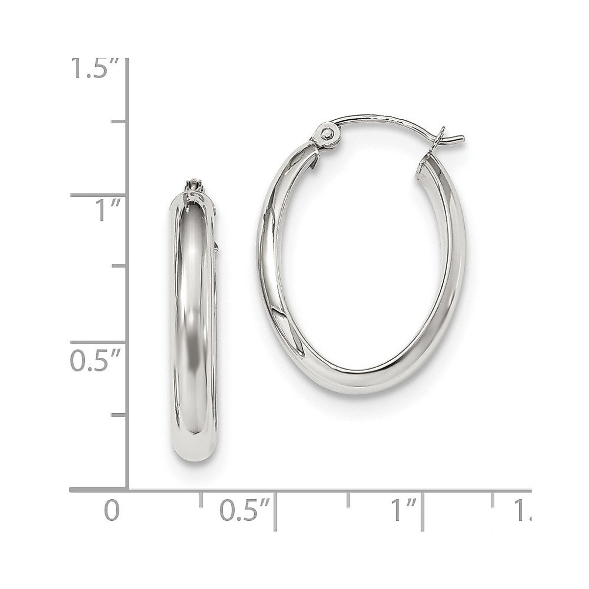 Jewels By Lux 10k White Gold Polished 3.5mm Oval Hoop Earrings