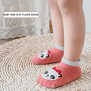 Exegawe Baby Socks with Grippers 5 Pairs Toddler Kids Cartoon Floor Ankle Non Slip Socks(Style B, L/3-5T)