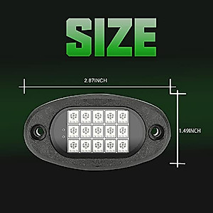 Winunite 8 Pods Green LED Rock Lights with 32-4/5Ft Extension Wires, Waterproof Off Road Truck Car ATV SUV Motorcycle Under Body Glow Light Trail Fender Lighting Rock Light