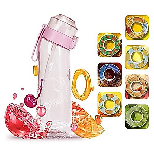 GoldenPlayer Air Water Bottle, With 7 Flavor Pods, BPA-free, 0 Sugar, 0 Calories, 650ML, Scented Water Bottle, Sports Water Bottle, Portable Water Bottle with Straw(Old Pink)