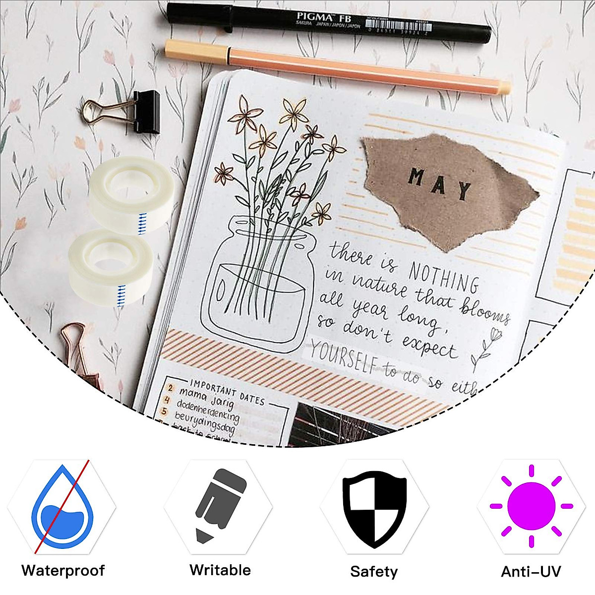 OWLKELA - 12 Rolls Invisible Tapes 0.7 in x 1000 Inches, Matte Finish Invisible Tape, Foggy Translucent Tape Great for Correction and Labeling, Compatible with Standard Tape Dispenser