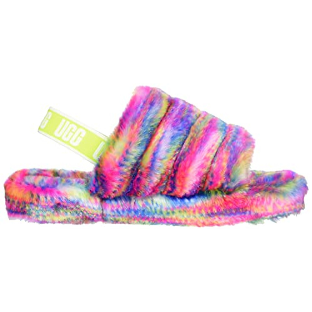 UGG Girls K Fluff Yeah Pixelate Slipper, White, 6 Big Kid