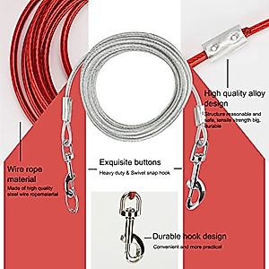 Darkyazi Dog Stake Tie Out Cable and Reflective Stake 16 ft Outdoor, Yard and Camping, for Medium to Large Dogs Up to 125 lbs (16ft Cable, 18" Stake, Silver)