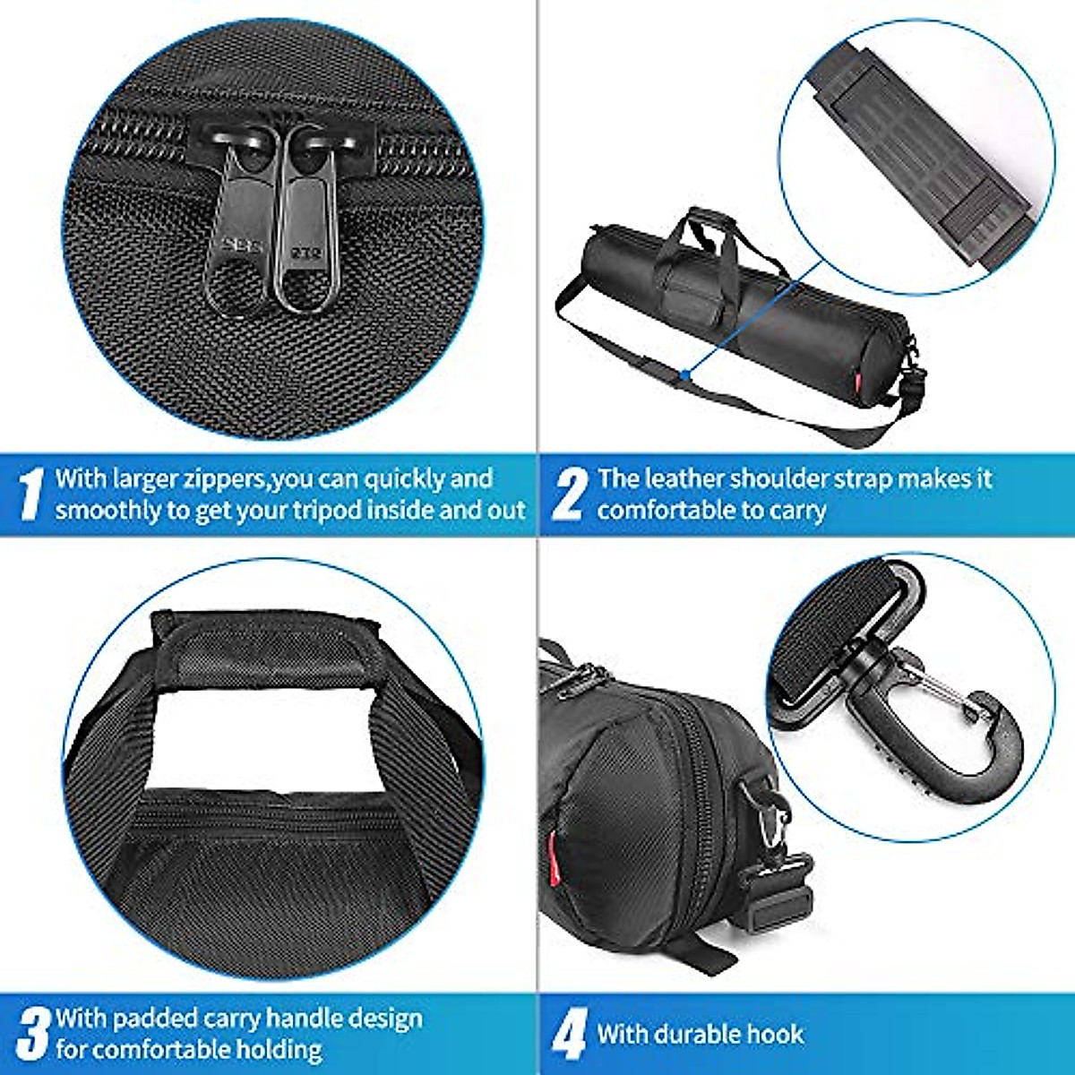 HEMMOTOP Tripod Carrying Case Bag 31.5x7x7in/80x18x18cm Heavy Duty with Storage Bag and Shoulder Strap Padded Carrying Bag for Light Stands, Boom Stand, Tripod,Mic Stand and Tent Pole