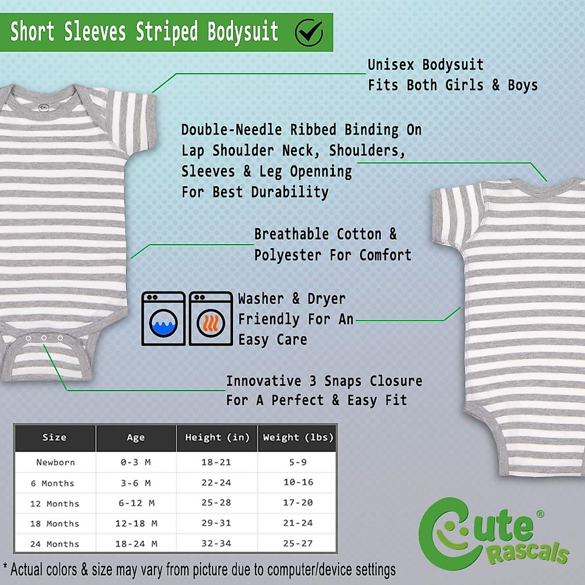 Custom Personalized Baby Bodysuit June Bug Ladybug Funny Cotton Boy & Girl Striped Baby Clothes Stripes Gray White Design Only 6 Months