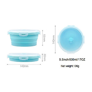 trrcylp 3Pack Collapsible Silicone Food Storage Containers with Lid 17OZ Foldable Airtight Lunch Bowls Camping for Microwave Freezer Dishwasher Safe Round 500ml