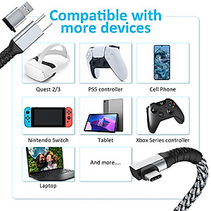 Link Cable 16FT VR Cable Compatible with Meta Oculus Quest 2/Quest 3S/Quest 3/Pro Pico, Nylon Braided Accessories and Gaming PC Steam VR, USB 3.0 Data Transfer Type C Cable, for VR Headset