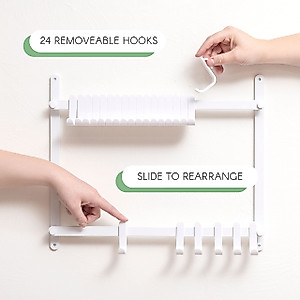 Ollirovey Metal 30 Hook Medium Size Headband Display and Headband Organizer for Girls Hair Bows Holds up to 120 Hair Accessories 4 per Hook - Hooks Adjustable - Wall Mounted