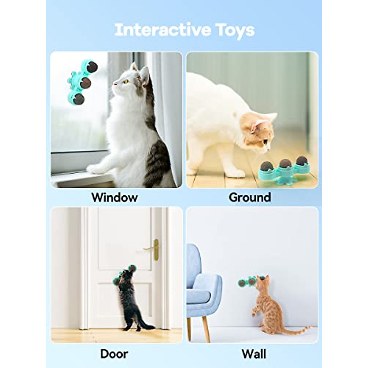 Petslucent Catnip Ball for Cats Wall, 3in1 Cat Toys Wall Ball Mint Balls Lick Roller, Cat Nip Silvervine Edible Kitty Safe Healthy Kitten Teeth Cleaning Dental Cat Toy Chew Toys Indoor