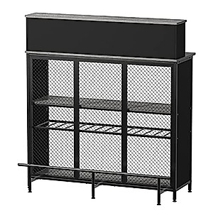 GDLF Home Bar Unit Mini Bar Liquor Bar Table with Storage and Footrest for Home Kitchen Pub (Grey)