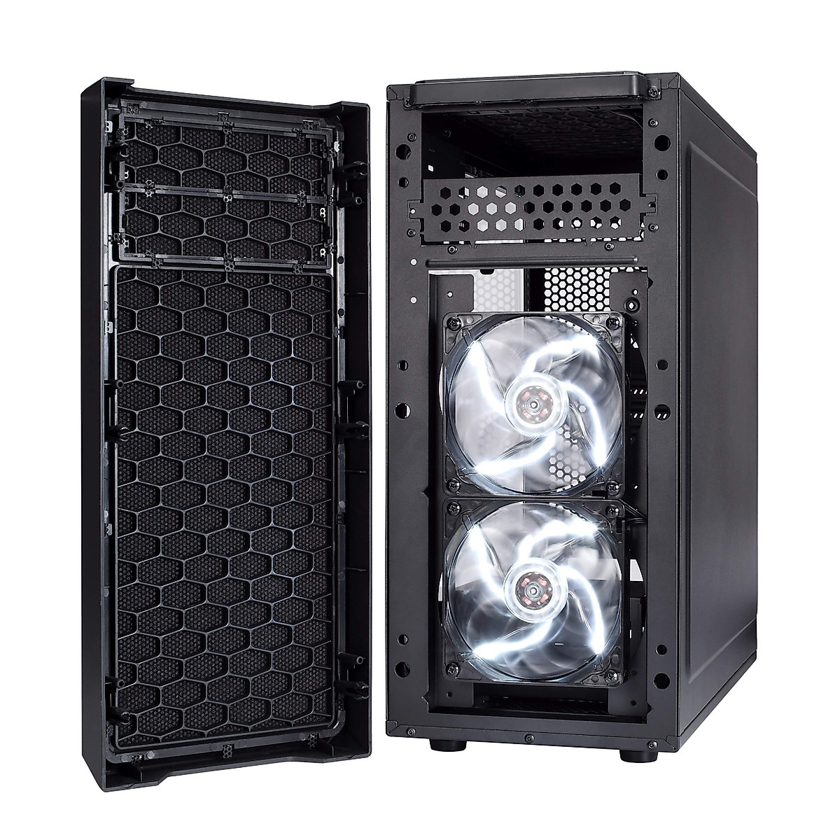 Fractal Design Focus G - Mid Tower Computer Case - ATX - High Airflow - 2X Fractal Design Silent LL Series 120mm White LED Fans Included - USB 3.0 - Window Side Panel - Black
