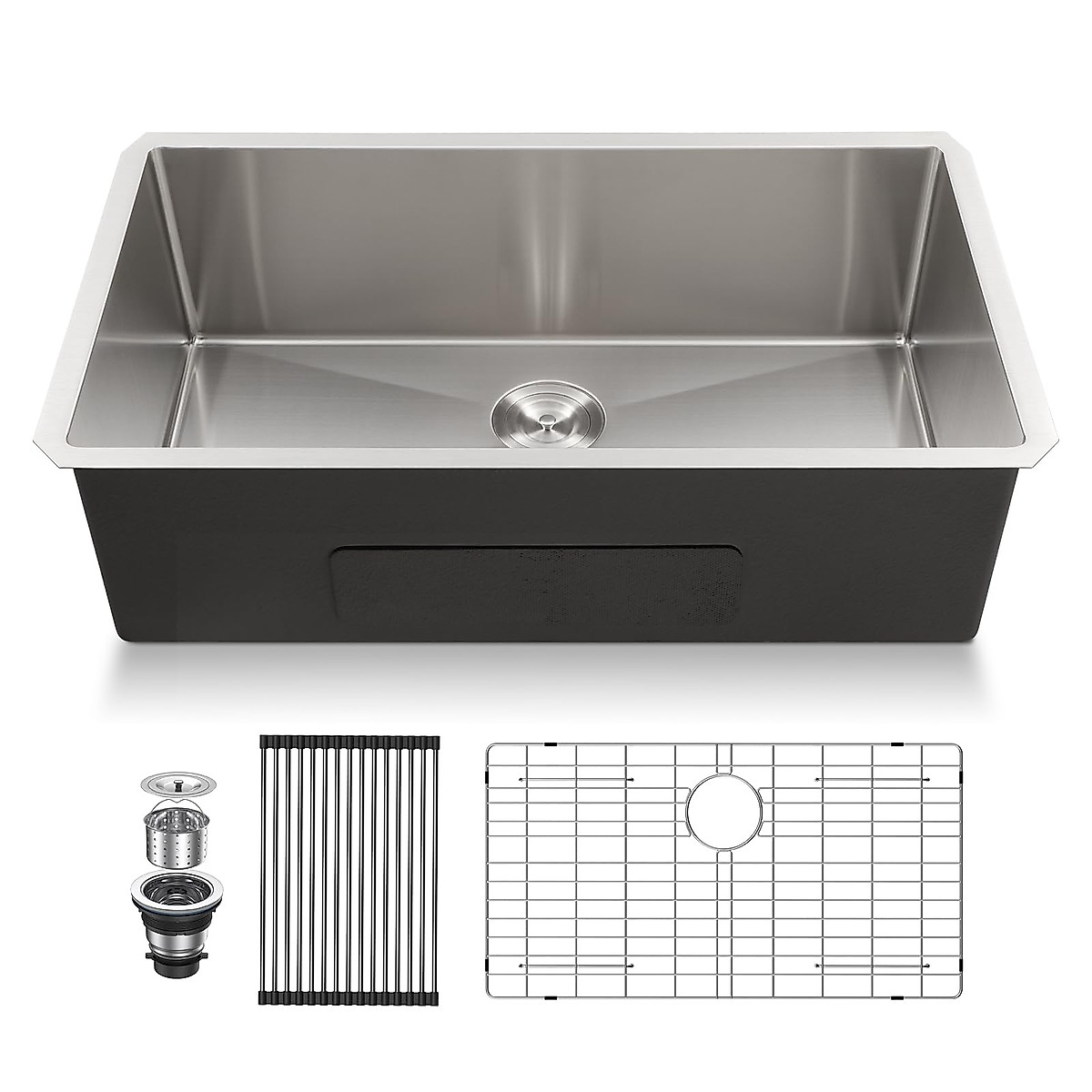 33 Undermount Kitchen Sink - Lordear 33x19x10 Inch Stainless Steel Single Bowl Kitchen Sinks Round Corner 16 Gauge Handmade Under Counter Kitchen Sinks Basin