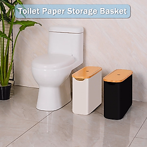 efluky Toilet Paper Basket, Toilet Paper Storage with Lid, Toilet Paper Organizer for Bathroom, Free Standing Toilet Paper Holder with Storage, Beige