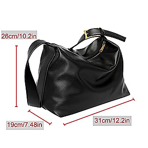 Women's Shoulder Handbags Hobo Bags Black Purse Tote Bag Shoulder Bag for Women Vegan Leather Messenger Designer Ladies Satchel Bags with Zipper