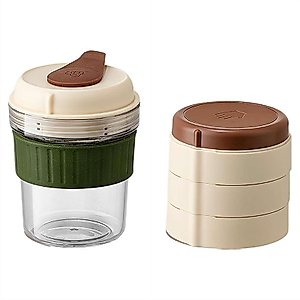 Insulated Reusable Iced Coffee Cup,Portable Insulated Tea Iced Cup Maker with Airtight Lid,Leakproof Drinking Tumbler, Dishwasher Safe, Reusable Bottle for Soda Beer Water (3 ice Cubes)
